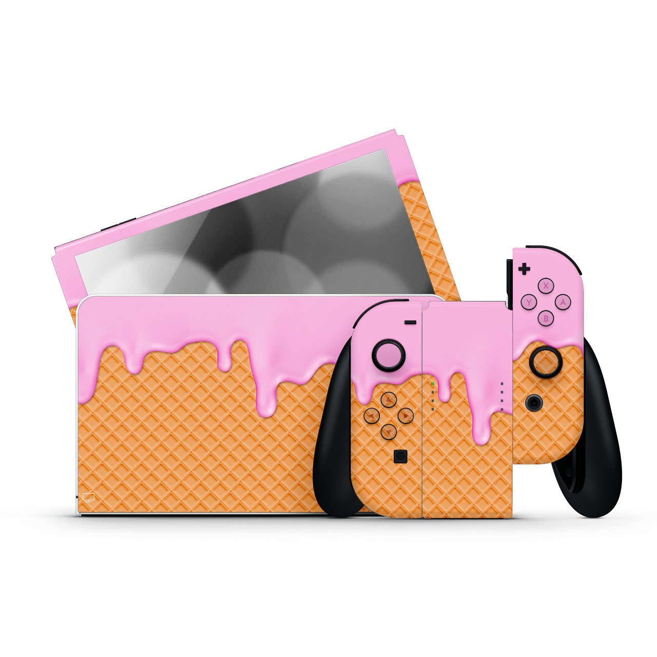 Strawberry Ice Cream Nintendo Switch OLED Skins | KO Custom Creations