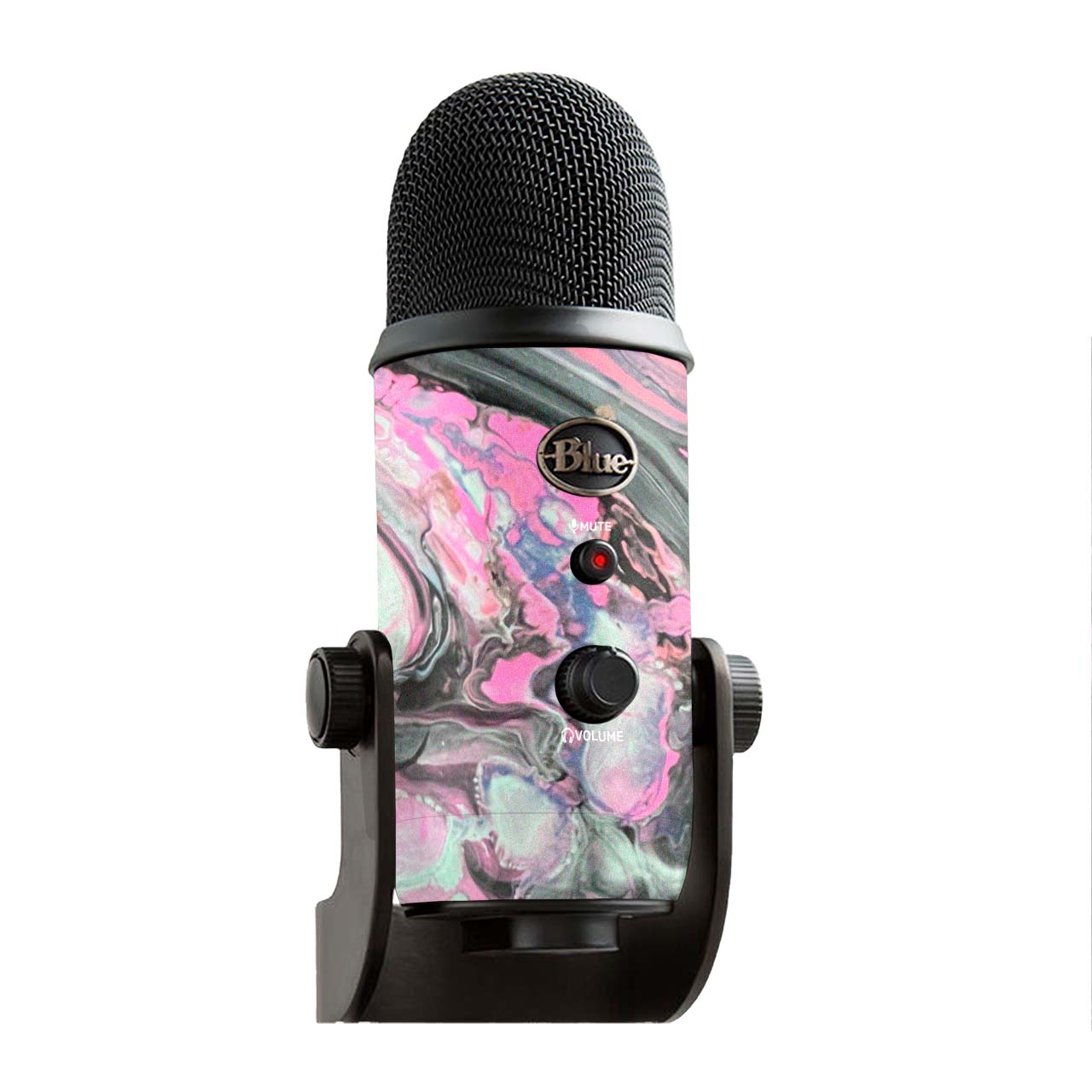 Black Pink Marbled Blue Yeti Microphone Skin | KO Custom Creations