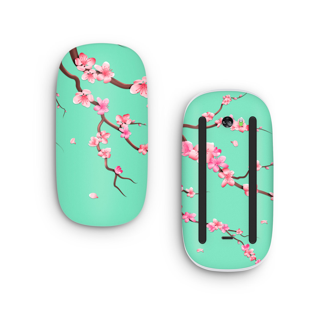 Soft Mint Cherry Blossoms Apple Magic Mouse Skin | KO Custom Creations
