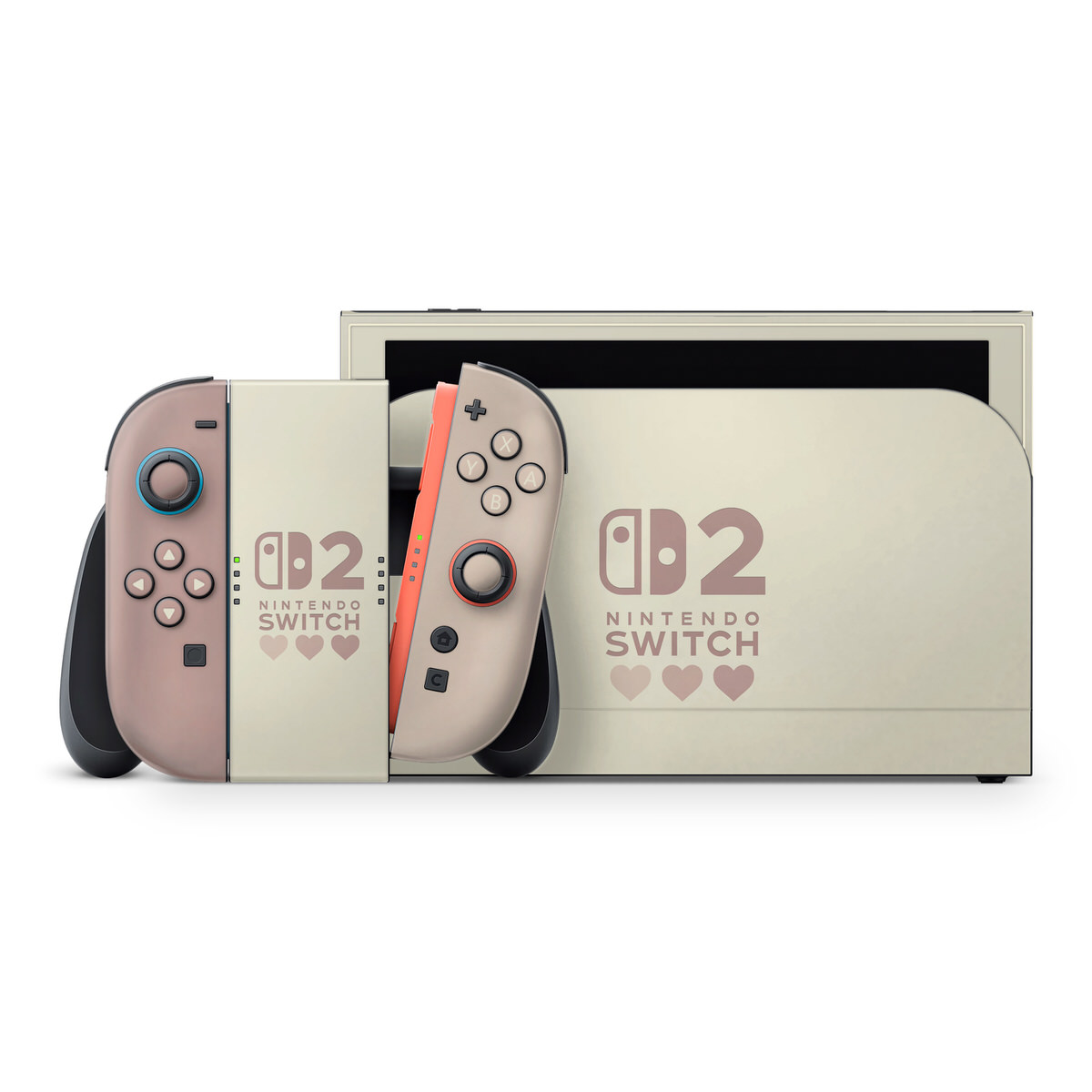 Pastel Coffee & Cream Hearts Nintendo Switch 2 Skin
