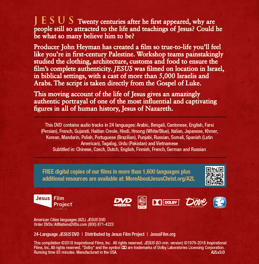 "JESUS" DVD - 24 Language Ministry Give-Away Outreach Special - 100 ...