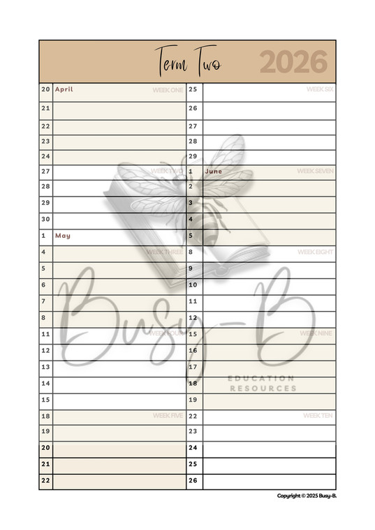 Year 12 2026 Calendar
