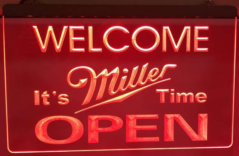 3D Engraved Custom Made Acrylic LED Miller Time light