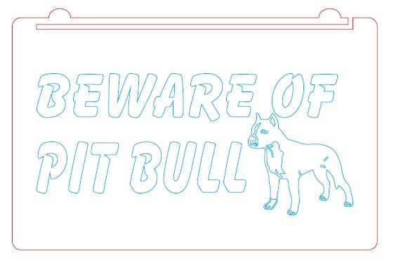 3D Engraved Custom Made Acrylic LED Pit Bull Sign