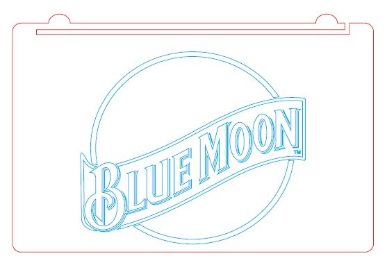 3D Engraved Custom Made Acrylic LED Blue Moon Sign (B)