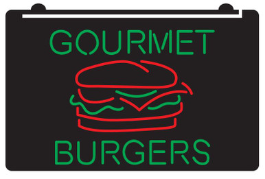 3D Engraved Custom Made Acrylic Gourmet Burgers LED Sign
