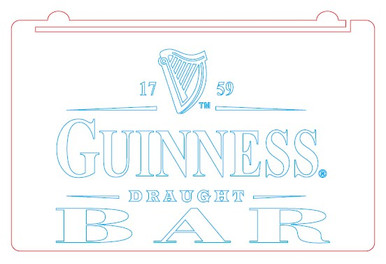 3D Engraved Custom Made Acrylic LED Guinness Sign (F)