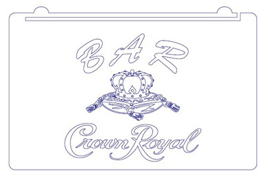 3D Engraved Custom Made Acrylic LED Crown Royal Sign (C)