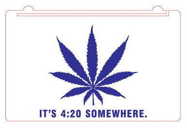 3D Engraved Custom Made Acrylic LED It's 420 Somewhere Sign