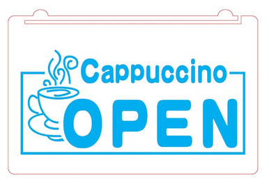 Cappuccino Open LED Sign: Brightly Attract Customers