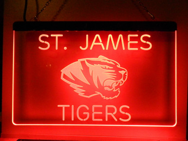 Custom Made St. James Tigers Acrylic LED Sign