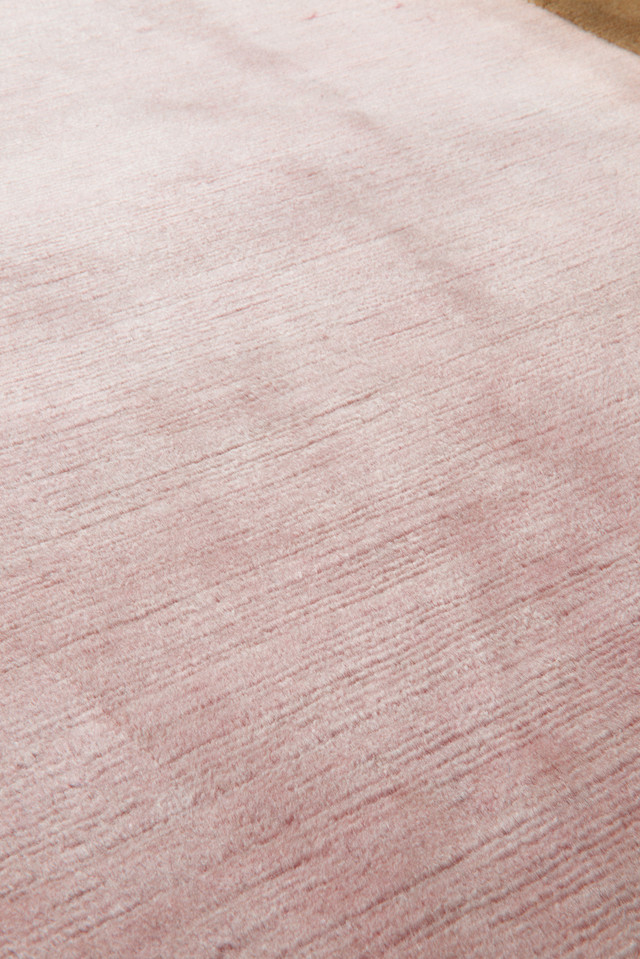 Mohair Border Rose Quartz Pink Textured Mohair rug by The Rug Company