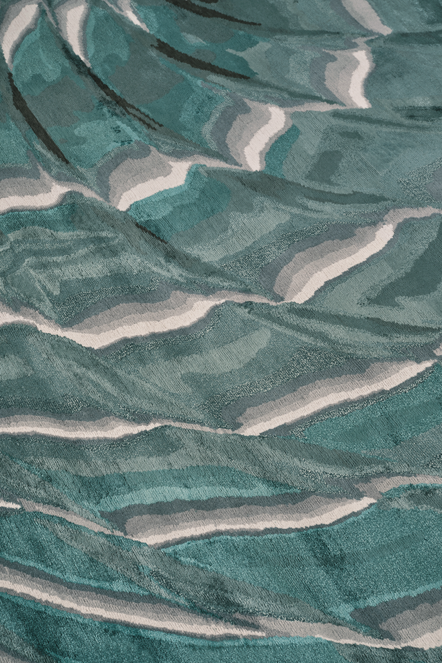 River Jade Handknotted Wool & Silk Cut Pile rug by Chihuly