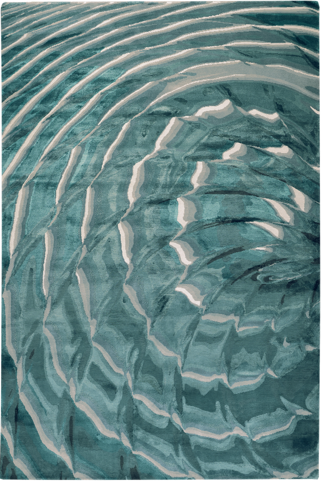 River Jade Handknotted Wool & Silk Cut Pile rug by Chihuly