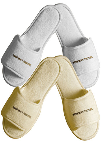 Terry Open Toe Slippers with Velcro Closure Large | TCN32LG - Discountmugs