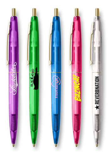 Clear Clics Gold Pens | BGCLCLG - Discountmugs