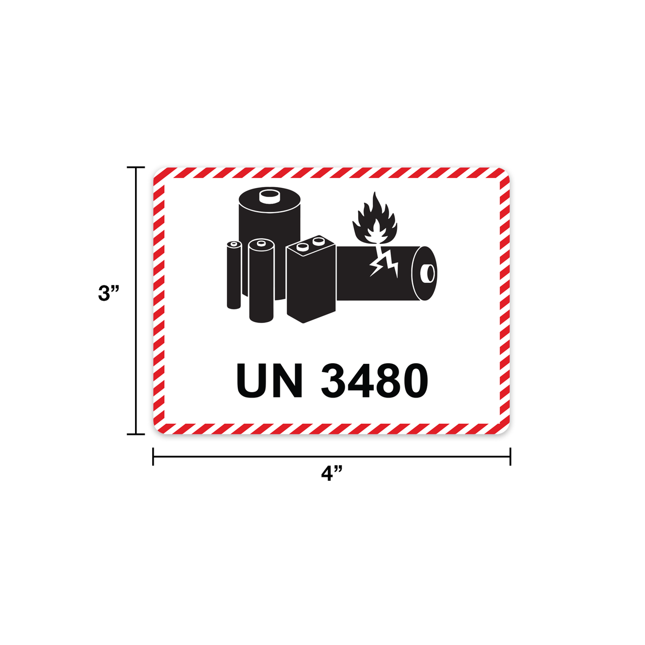 UN3480 Lithium Battery Shipping Labels, size 3” x 4” (Roll of 500)