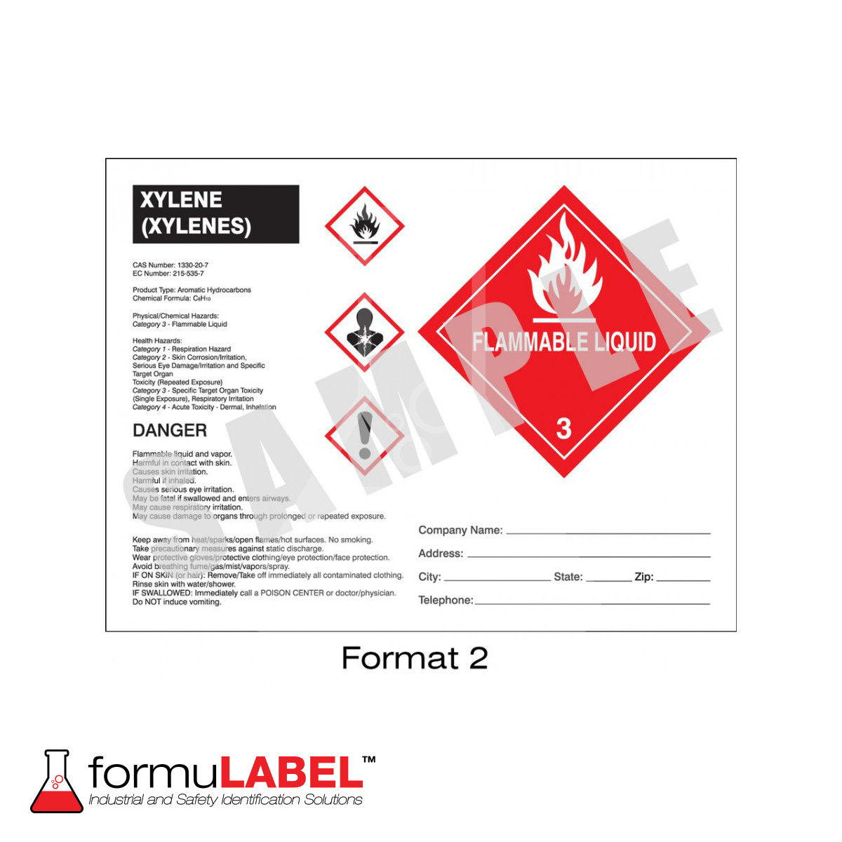Custom Dura-Vinyl GHS Pictogram & DOT Combination Labels