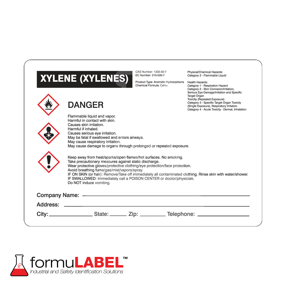 Custom GHS Pictogram Labels