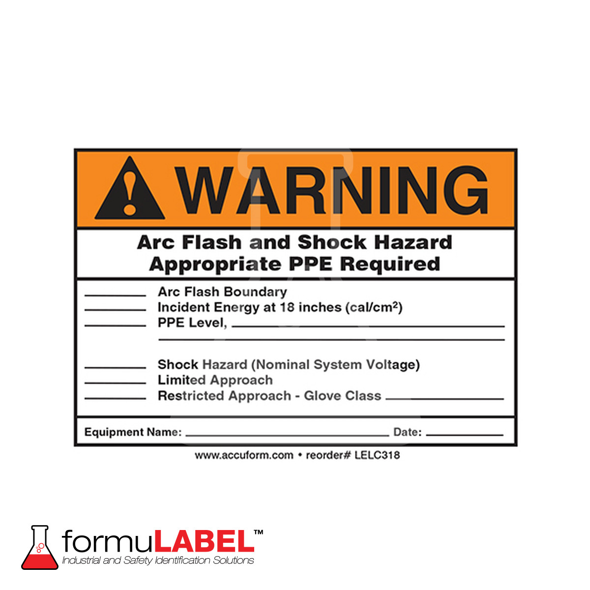 ANSI Warning Electrical Safety Label - Arc Flash and Shock Hazard ...
