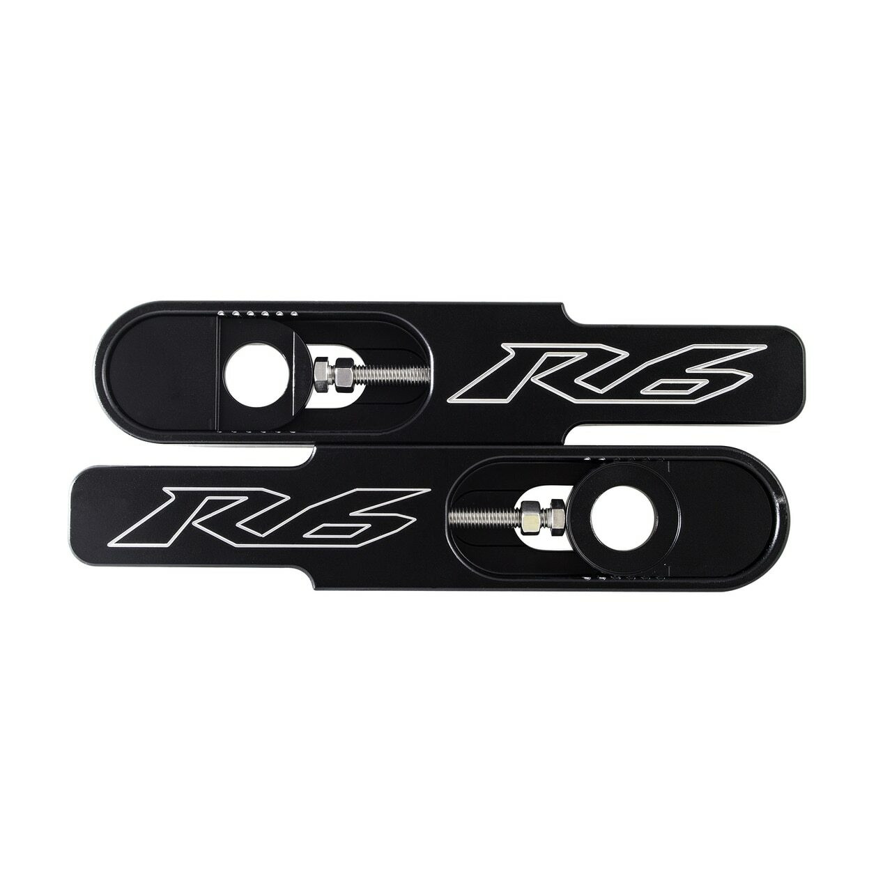 Yamaha R6 Swingarm Extensions - Black Finish - Engraved