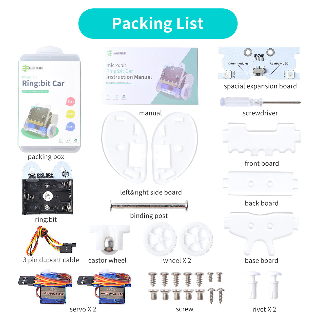 Ring:bit Car v2 Kit - Micro:bit Educational Smart Robot Kit (without ...