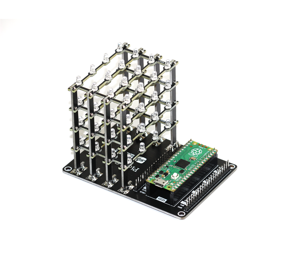 4x4x4 LED Cube HAT for Raspberry Pi Pico - Red - PiShop.ca