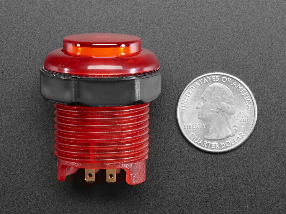 Arcade Button with LED - 30mm Translucent - PiShop.ca