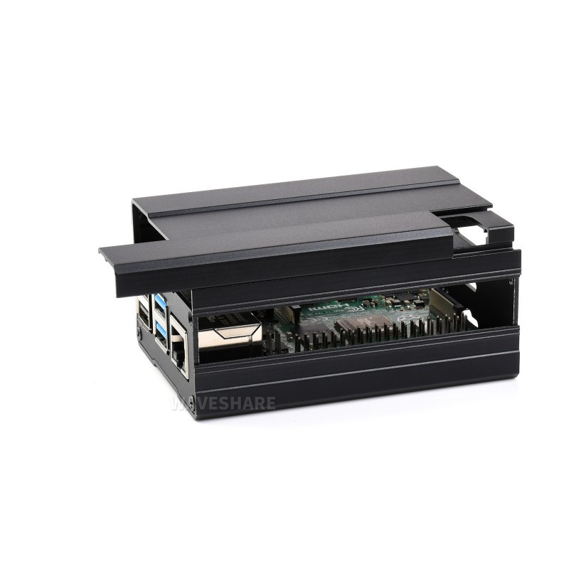 Aluminum Chamfered Design Case for Raspberry Pi 4B, Black - PiShop.ca