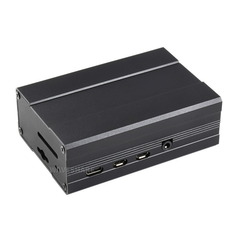 Aluminum Chamfered Design Case for Raspberry Pi 4B, Black - PiShop.ca