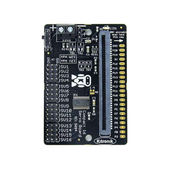 Kitronik Compact 16 Servo Driver Board for the BBC micro:bit - PiShop.ca