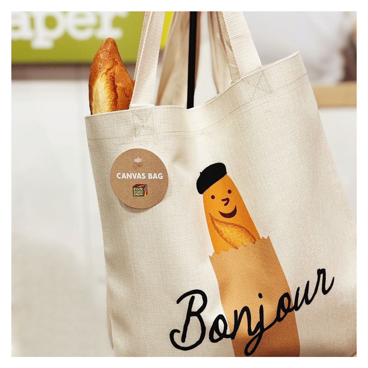 Bonjour Baguette Bread | Tote Bag | Rock Scissor Paper