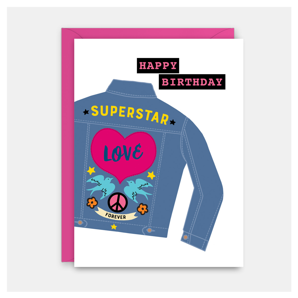 Denim Jacket | Birthday Card | Rock Scissor Paper