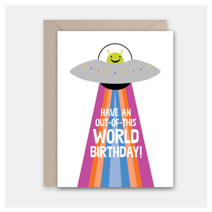 Alien Spaceship | Birthday Card | Rock Scissor Paper