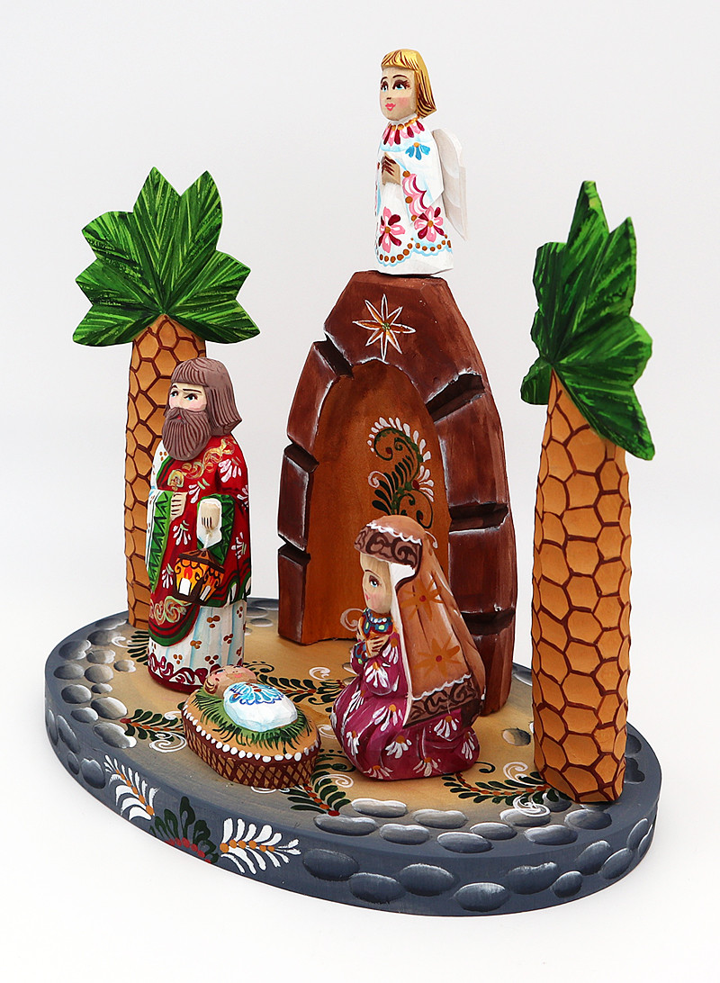 Hand Carved Nativity Scene Set