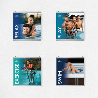 48"x48" Set of 4 Snap Posters - Relax, Play, Exercise, Swim