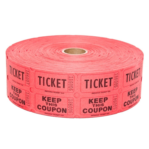 Double Roll Raffle Tickets - Red - 2000 per roll