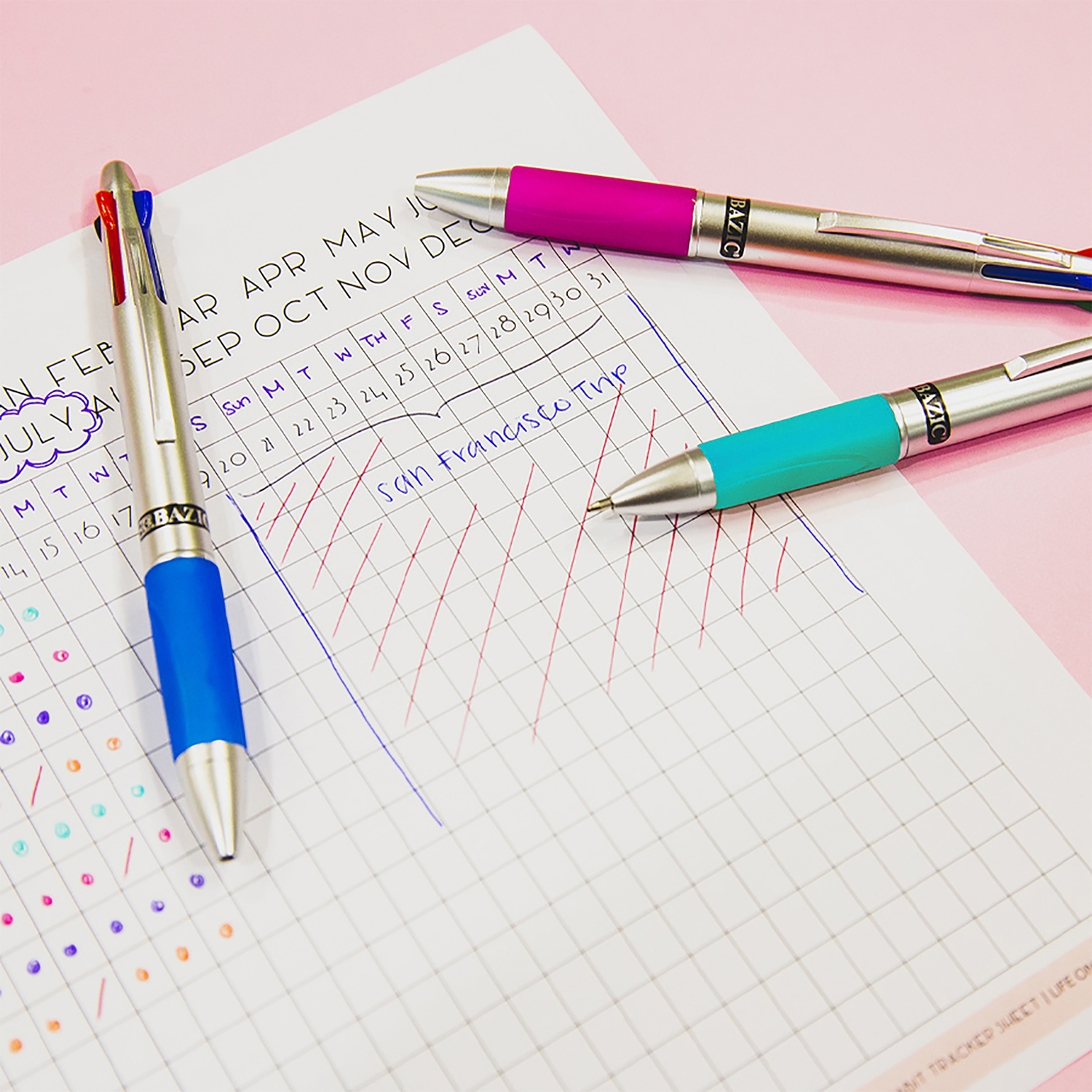 Lynx 4-Color Retractable Ballpoint Pens - 8 Pens with Bold Tip ...