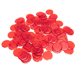 Plastic Non-Magnetic Bingo Chips - Red - 100 Bingo Chips - 7/8 inch size