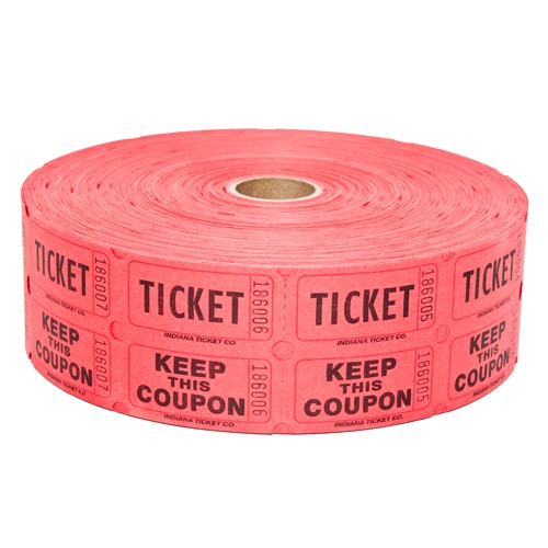 Double Roll Raffle Tickets - Red - 2000 per roll
