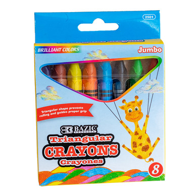 Jumbo Triangle Crayons - 8 Brilliant Colors for Young Artists!
