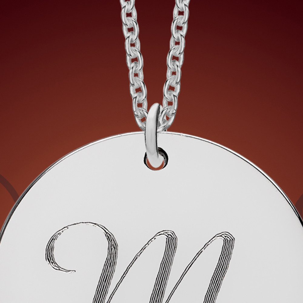 Silver Round Monogram Initial Necklace and Silver Name Jewelry