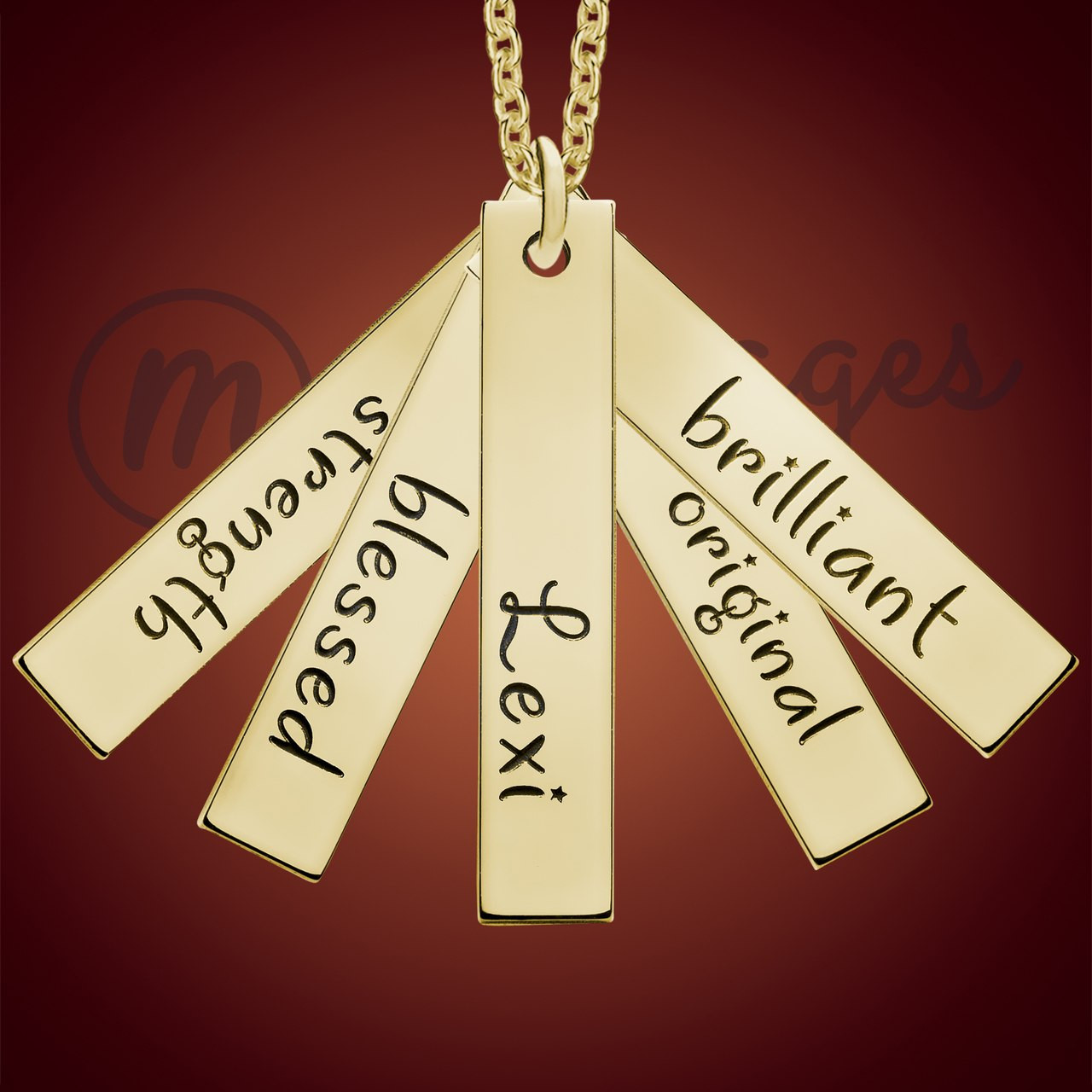 Gold All About Me Name Bar Necklace to Describe How You See Yourself