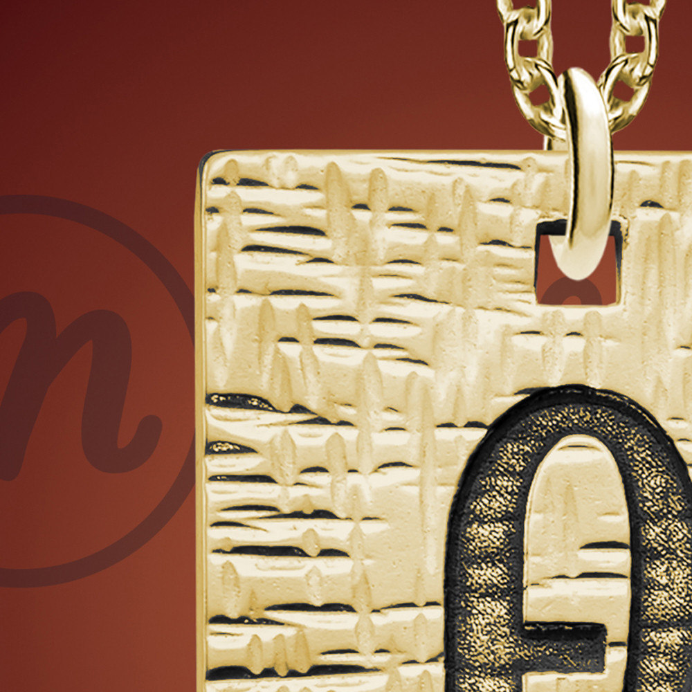 Square Hammered Gold Initial Pendant and Square Pendant
