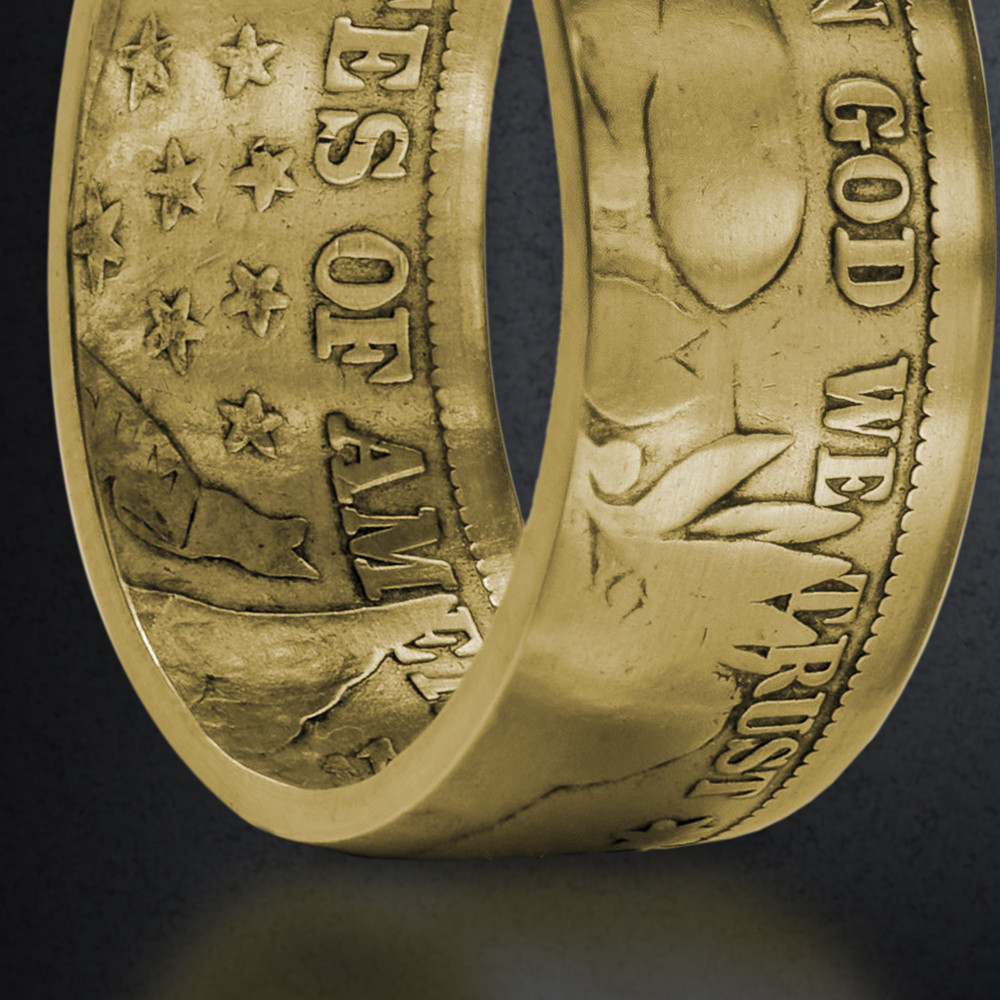 Barber Gold Plated Half Dollar Handcrafted Ring, Custom Coin Rings ...