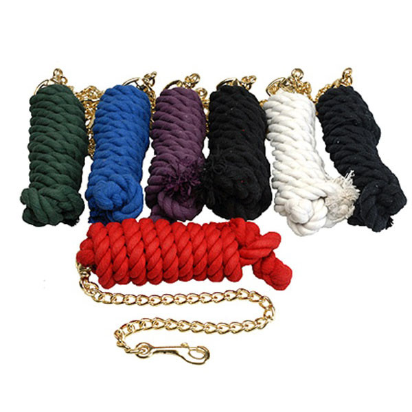 Cotton Lead Rope 10 Foot - 3/4 Inch with 20 inch Brass Plated Chain ...