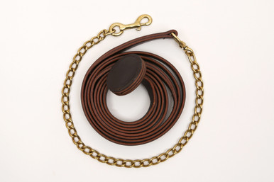 Stallion Lead Strap - Brown Leather - Button End - KBC International