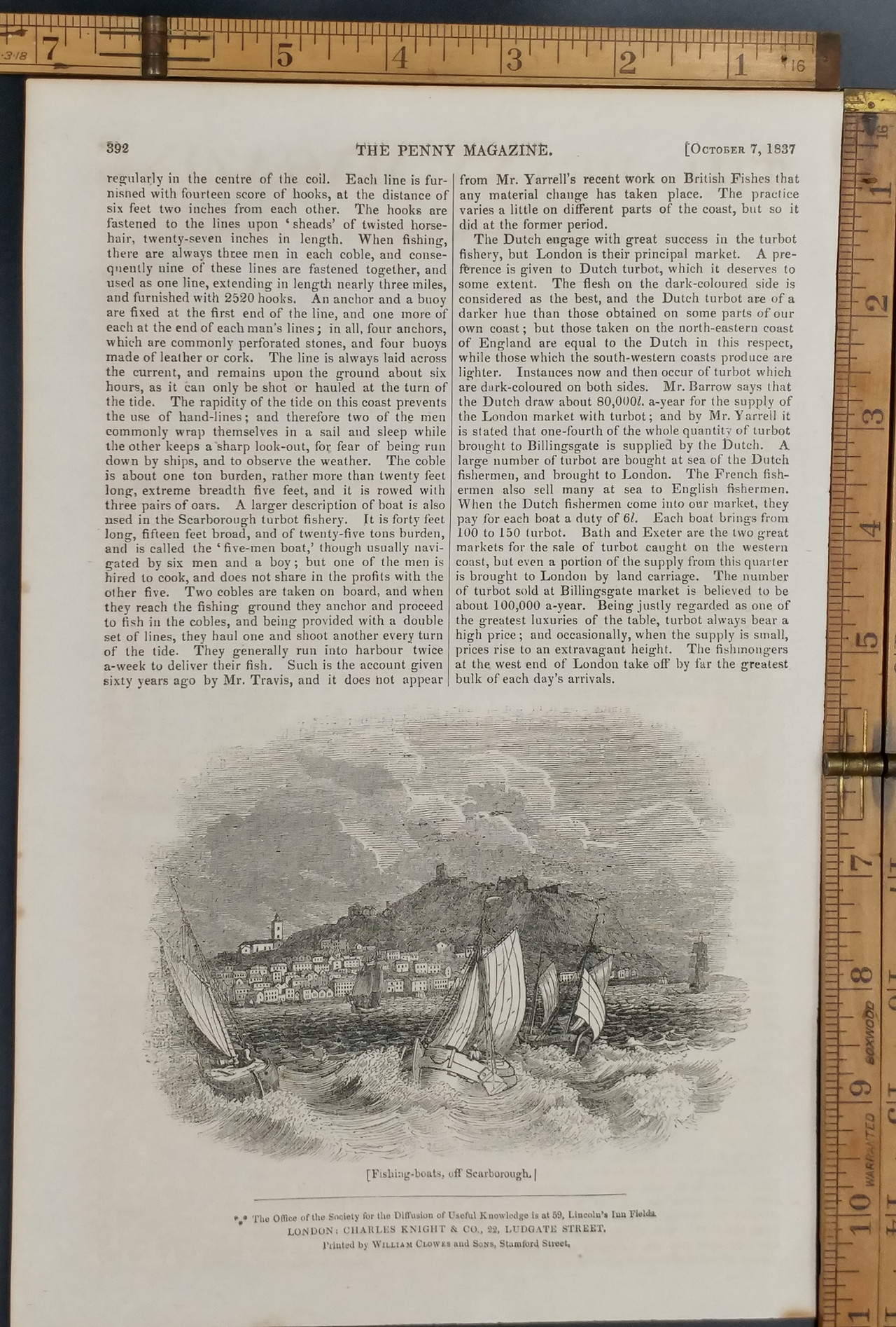 Fishing-boats, off Scarborough. Original Antique magazine print from ...