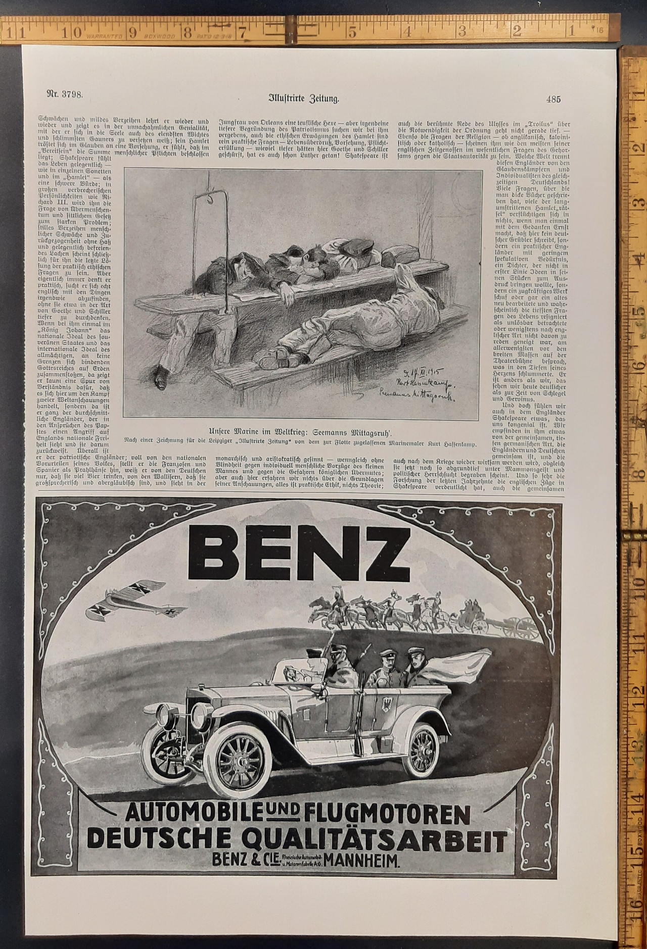 Mercedes-Benz, Auto and airplane ad with horses and artillery in the ...