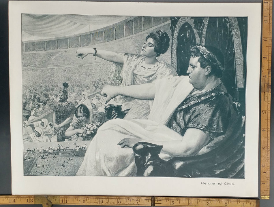 Emperor Nero giving a thumbs down. Scene from a Roman Colosseum ...